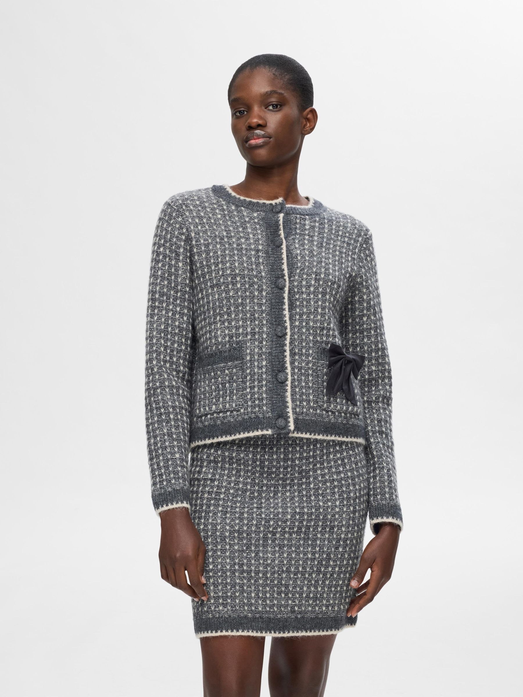 MEZCLA DE LANA CHAQUETA DE PUNTO | Gris | Selected