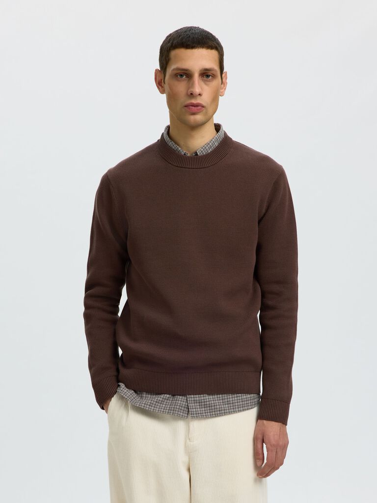 RONDE HALS SWEATER | Bruin | Selected