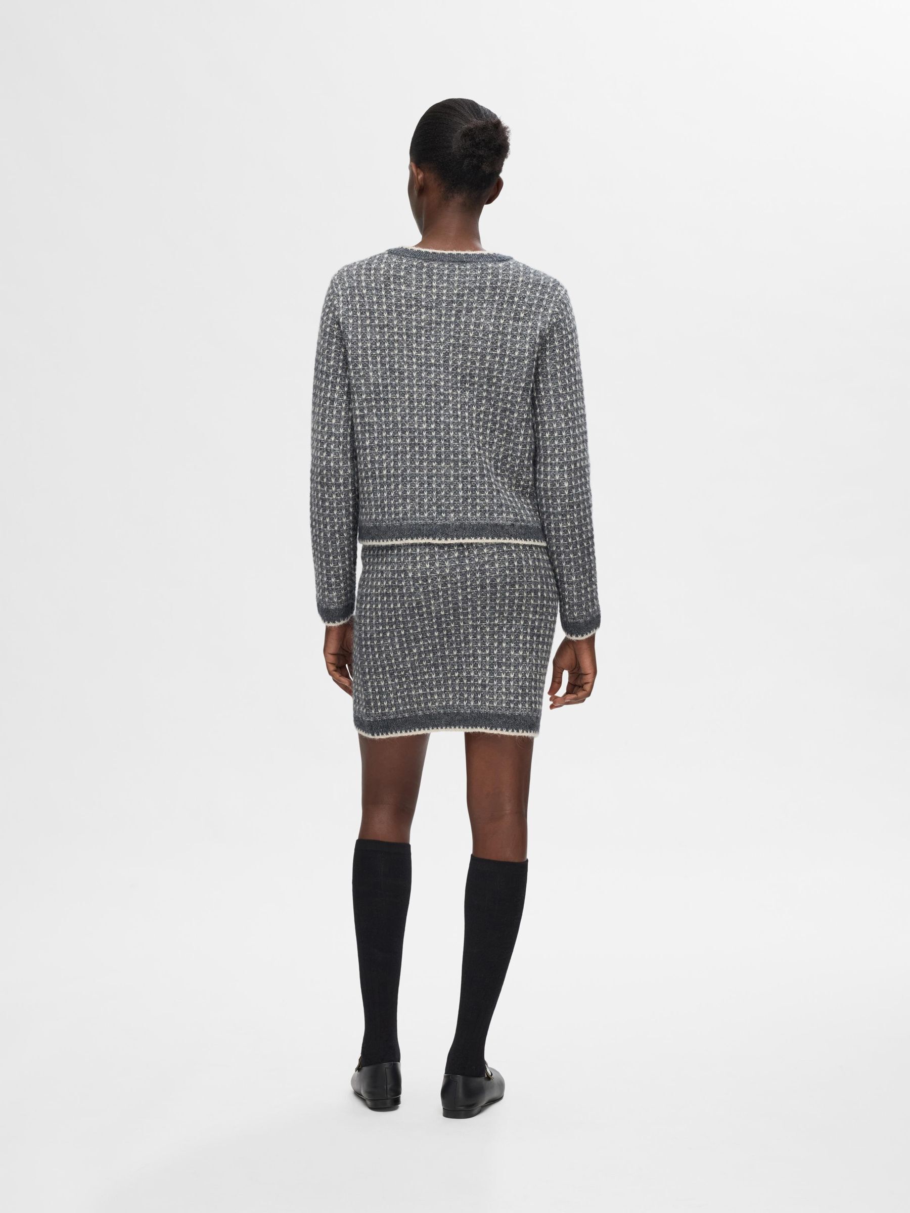 MEZCLA DE LANA CHAQUETA DE PUNTO | Gris | Selected