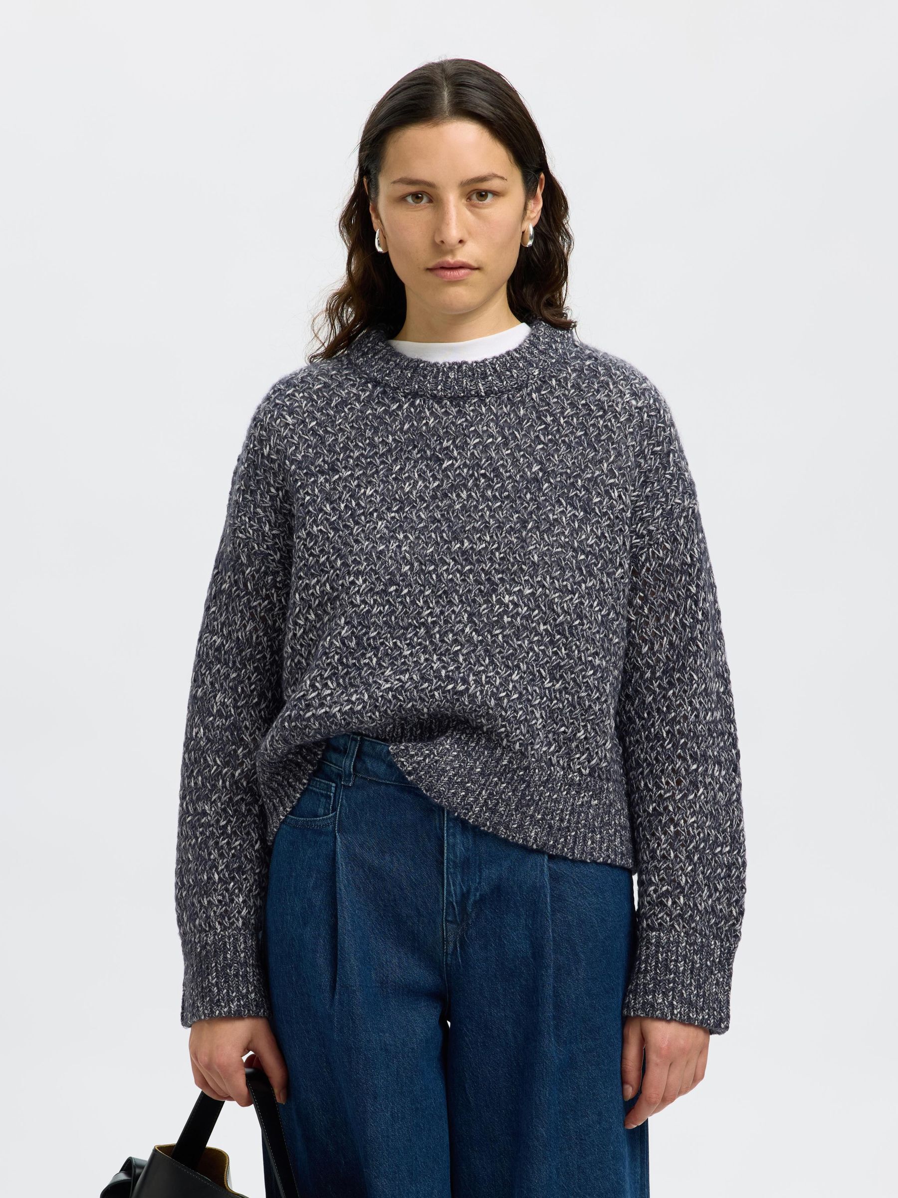 WOOL BLEND PULLOVER | Blue | Selected