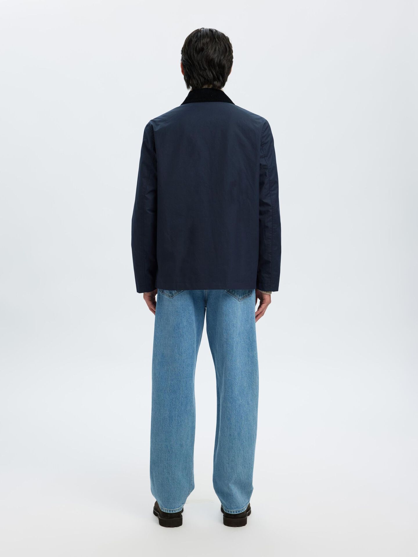 WAXED COTTON JACKET | Blue | Selected