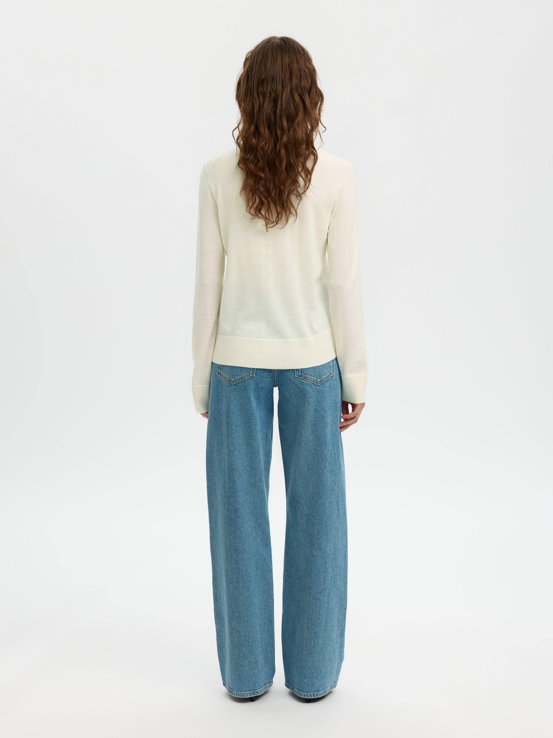 100% MERINO WOOL PULLOVER | White | Selected