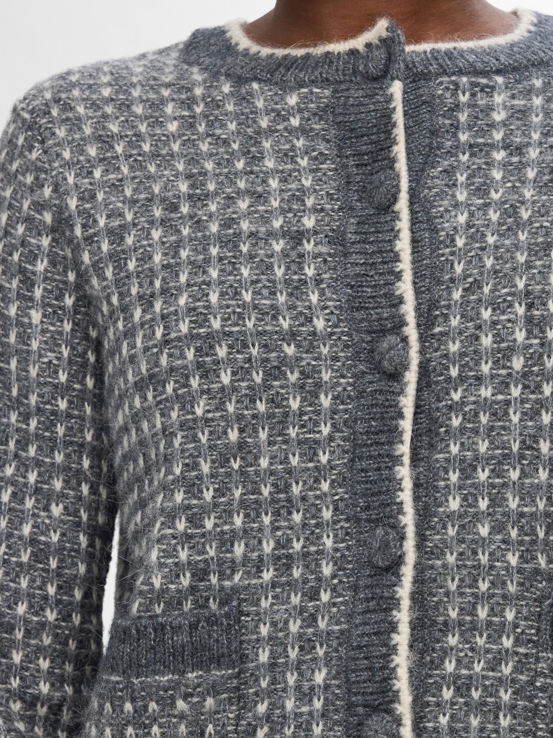 MEZCLA DE LANA CHAQUETA DE PUNTO | Gris | Selected